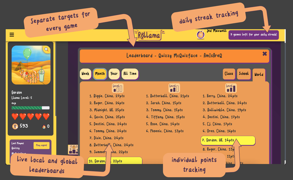 Features for students | Rollama