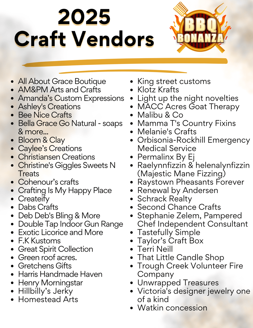 Craft Vendors | JCY BBQ Bonanza