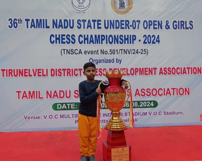 Inba Dhinesh Babu Triumphs in Tamil Nadu Under-07 State Chess ...