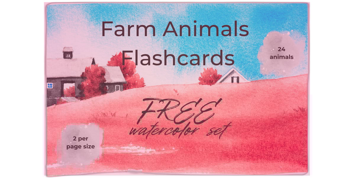 FREE Watercolor Farm Animals Flashcards | WNDR ESL BLOG