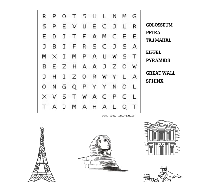 Discover Historical Monuments: Word Search for Kids | Quality Solutions ...