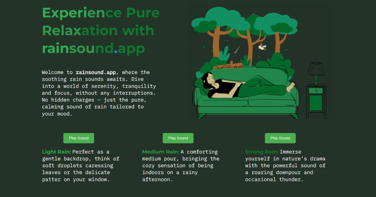 Rain Sounds for Sleep, Relaxation, Meditation & Focus | rainsound.app