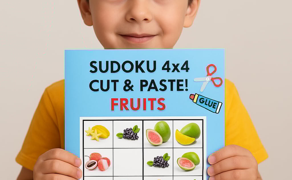 Sudoku 4x4 Cut & Paste for Kids – Fun Logic Puzzles to Print | N.B. Teacher