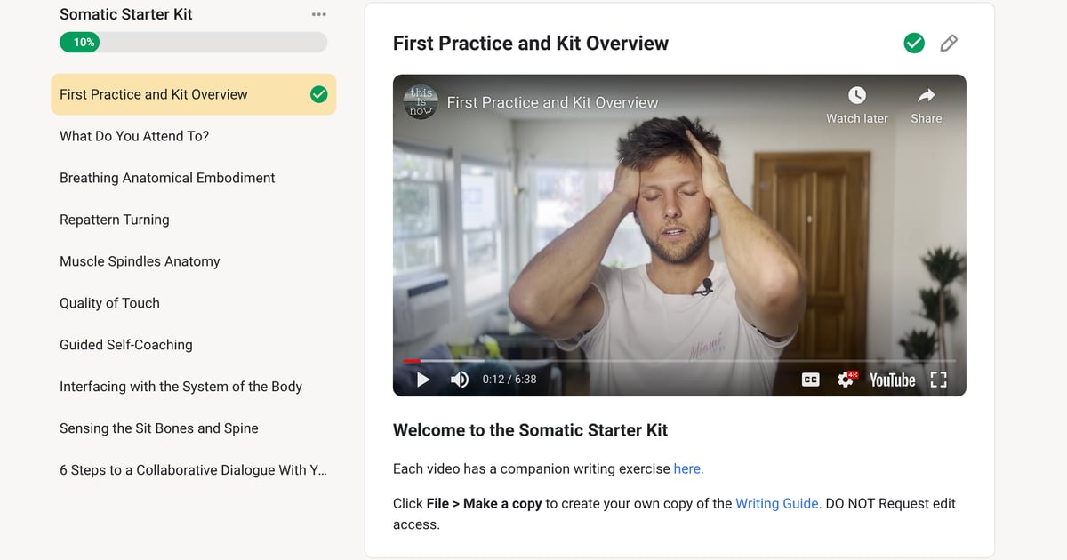 Somatic Starter Kit | Free Somatic Practices and Anatomy | Somatic School