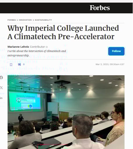 Seratech in forbes.com: 'Why Imperial College launched a climatetech ...