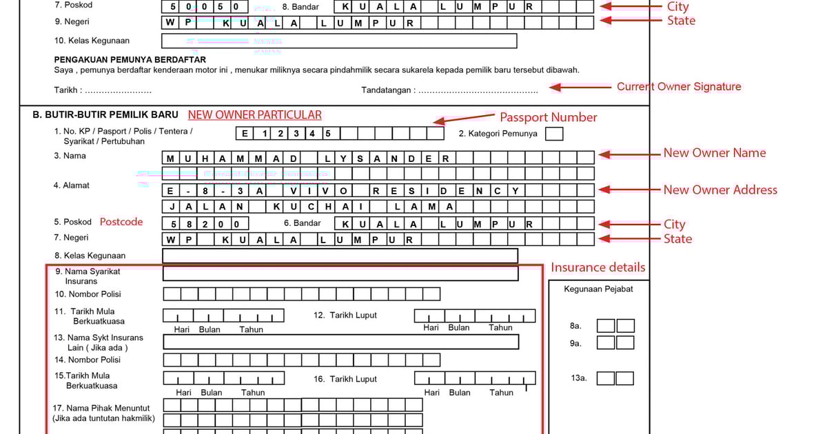 How To Fill Up JPJ Ownership Transfer Form | Runner Puspakom