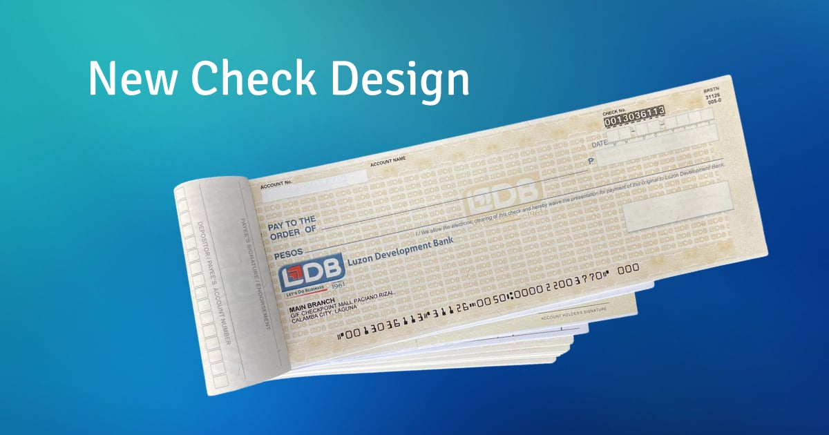 New Check Design starting May 1, 2024 | Luzon Development Bank