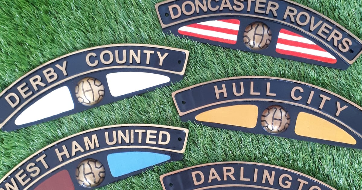 Bespoke Bar Signs Inspired by B17 Locomotive Name Plates | Football ...