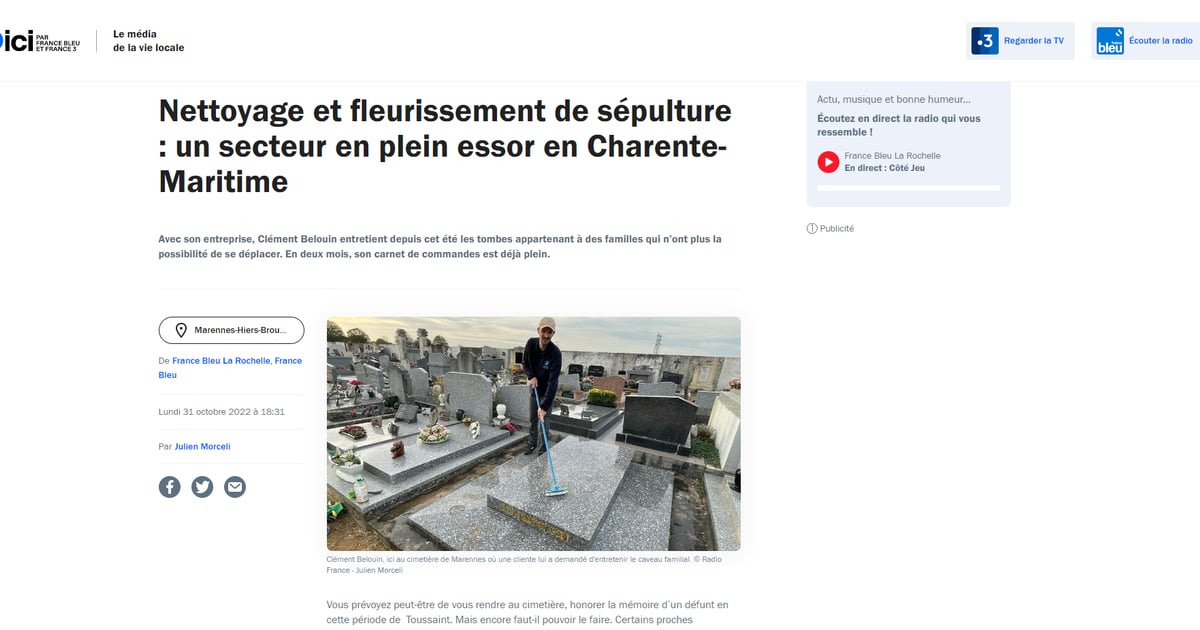 Interview et article de France Bleu La Rochelle | Maritime Sépulture ...