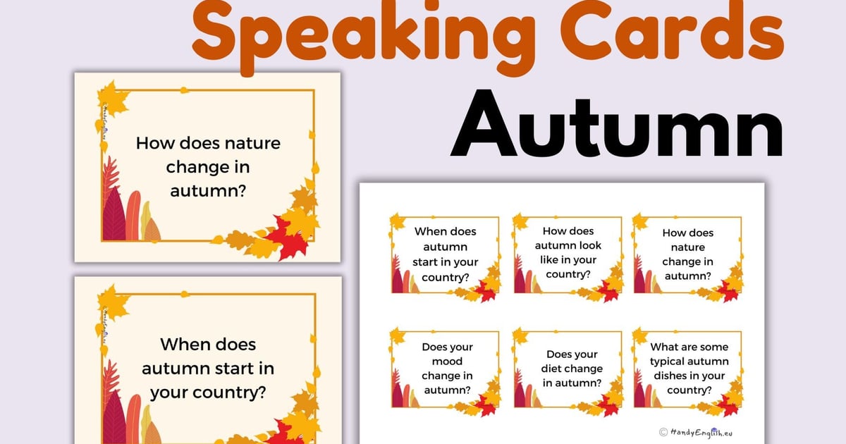 [PDF/PNG] Autumn Speaking Cards | Handy English - ESL lesson plans and ...