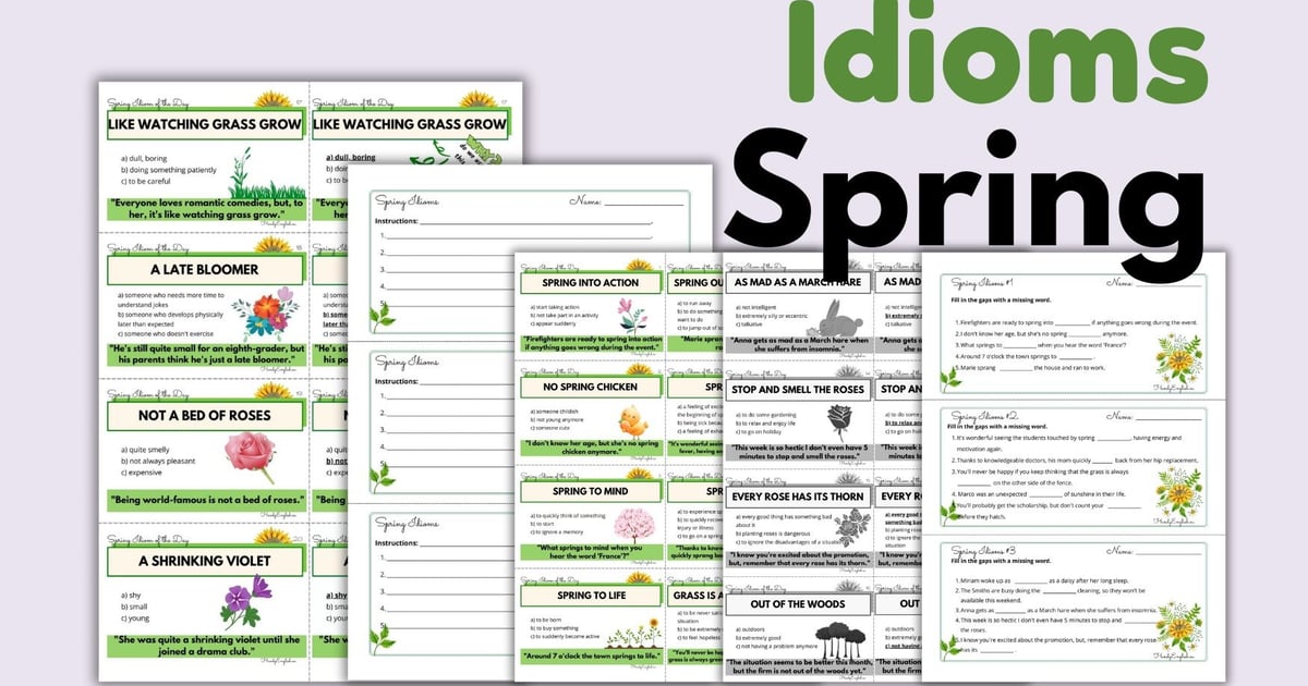 [PDF/PNG] Spring Idioms | Handy English - ESL lesson plans and activities