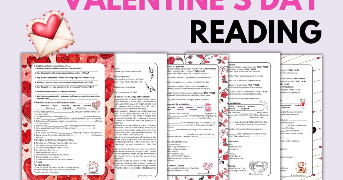 [PDF] Reading: Valentine's Day (B1/C1) | Handy English - ESL lesson ...
