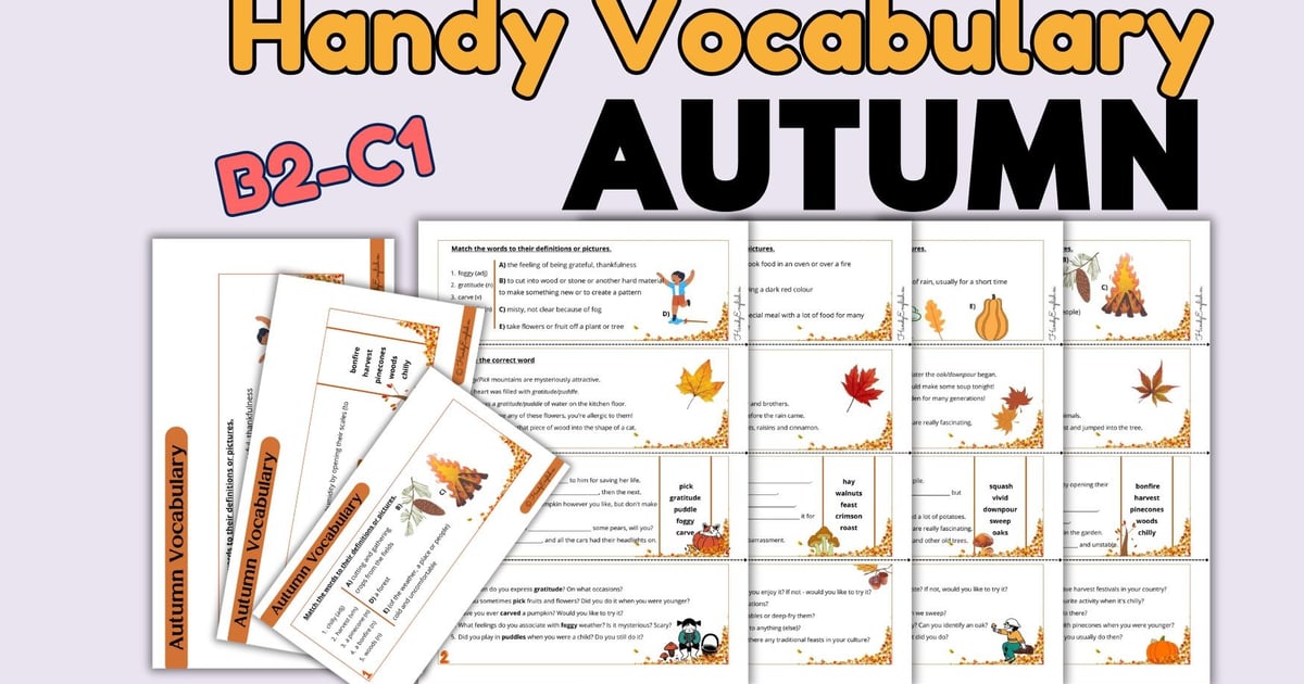 [PDF/PPT] Autumn/Fall Vocabulary and Speaking Task Cards | Handy ...