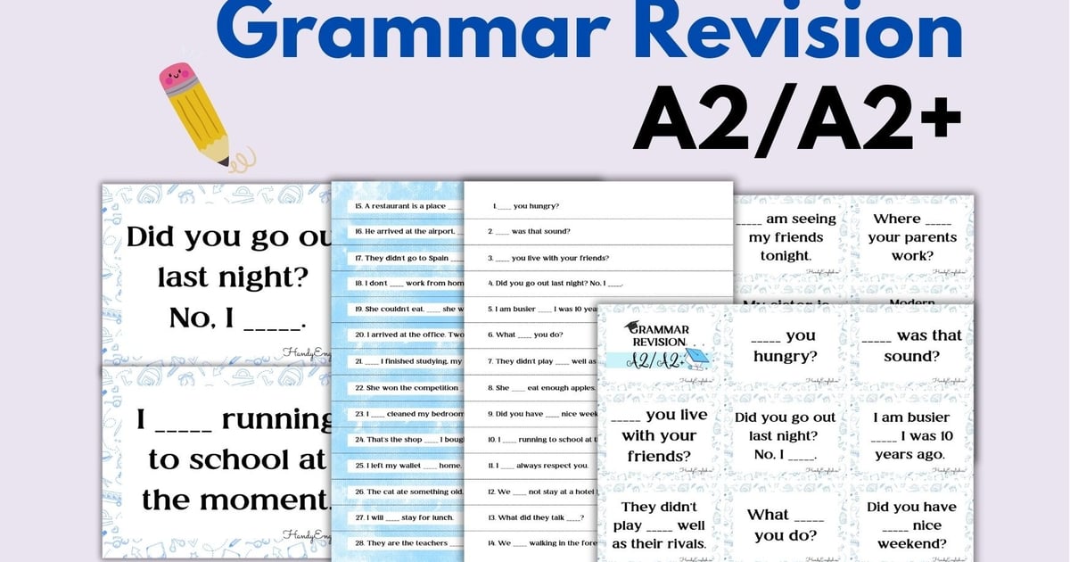 [PDF/PNG] Grammar Revision A2/ A2+ | Handy English - ESL lesson plans ...
