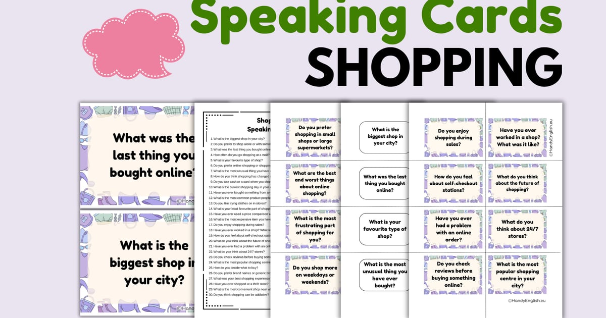 [PDF/PNG] Speaking Cards: Shopping | Handy English - ESL lesson plans ...