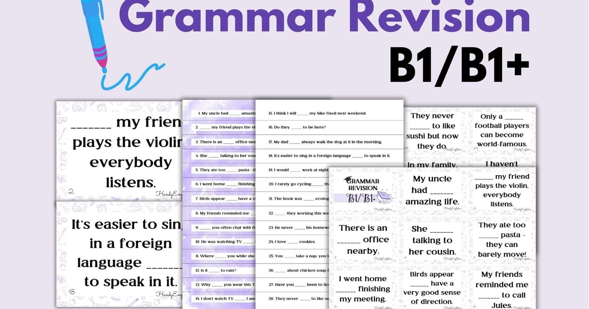 [PDF/PNG] Revision B1/B1+ | Handy English - ESL lesson plans and activities