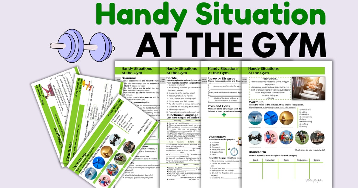 [PDF/PPT] Handy Situations: At the Gym | Handy English - ESL lesson ...