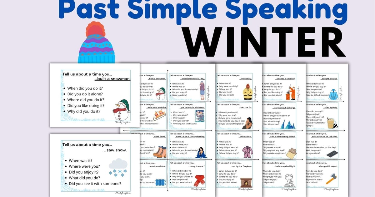 Handy Grammar: Past Simple - Winter Speaking Cards | Handy English ...