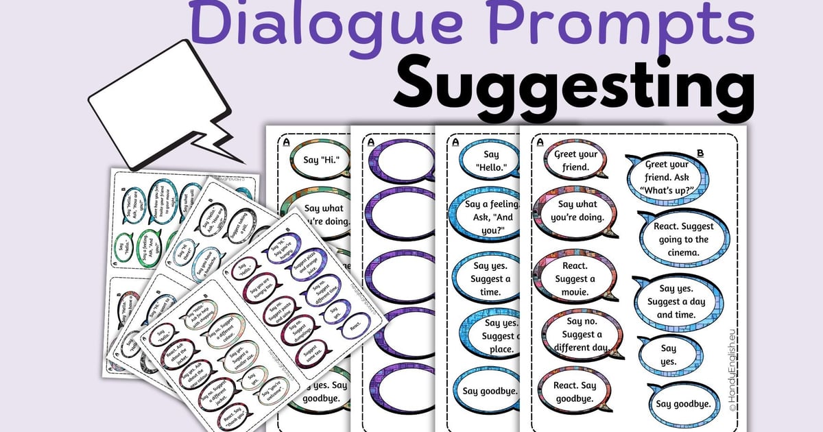 [PDF/PNG] Dialogue Prompts: Making Suggestions | Handy English - ESL ...
