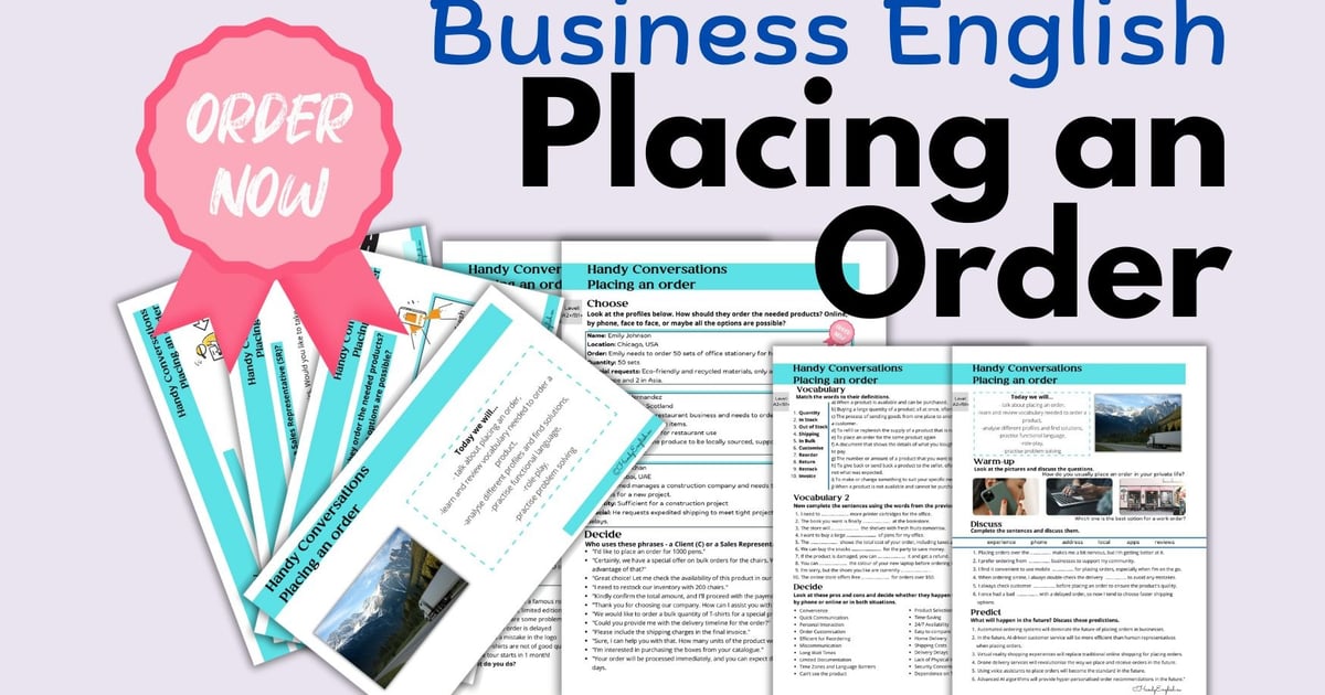 [PDF/PPT] Business English: Placing an Order | Handy English - ESL lesson plans and activities