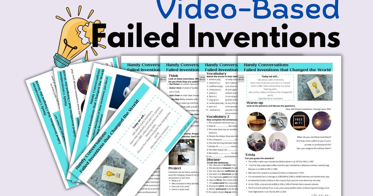 [PDF/PPT] Video Based: Four Failed Inventions | Handy English - ESL ...