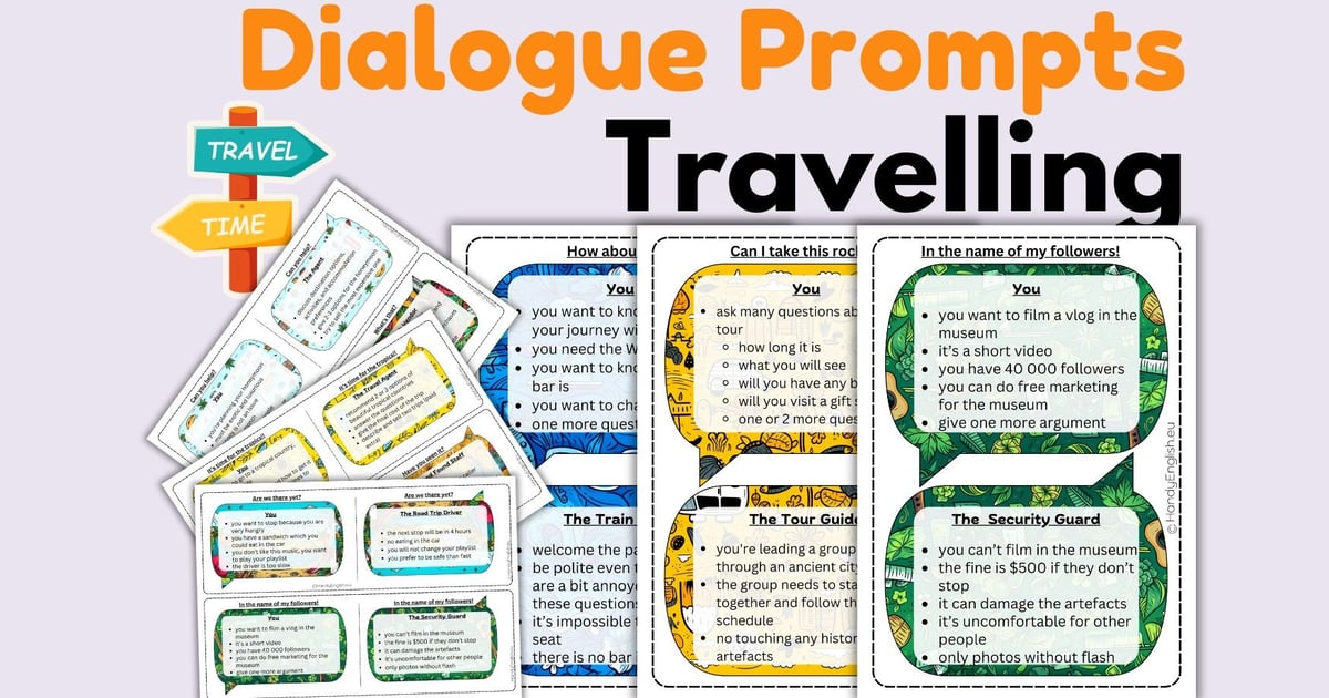 [PDF/PNG] Dialogue Prompts: Travelling | Handy English - ESL lesson ...