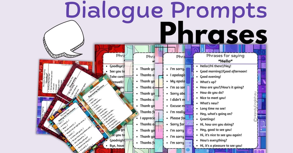 [PDF/PNG] Dialogue Prompts: Phrases | Handy English - ESL lesson plans ...