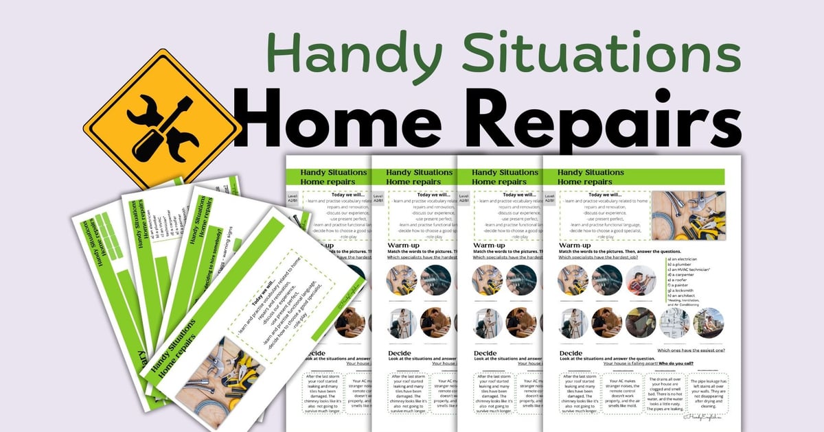 [PDF/PPT] Handy Situations: Home Repairs | Handy English - ESL lesson ...