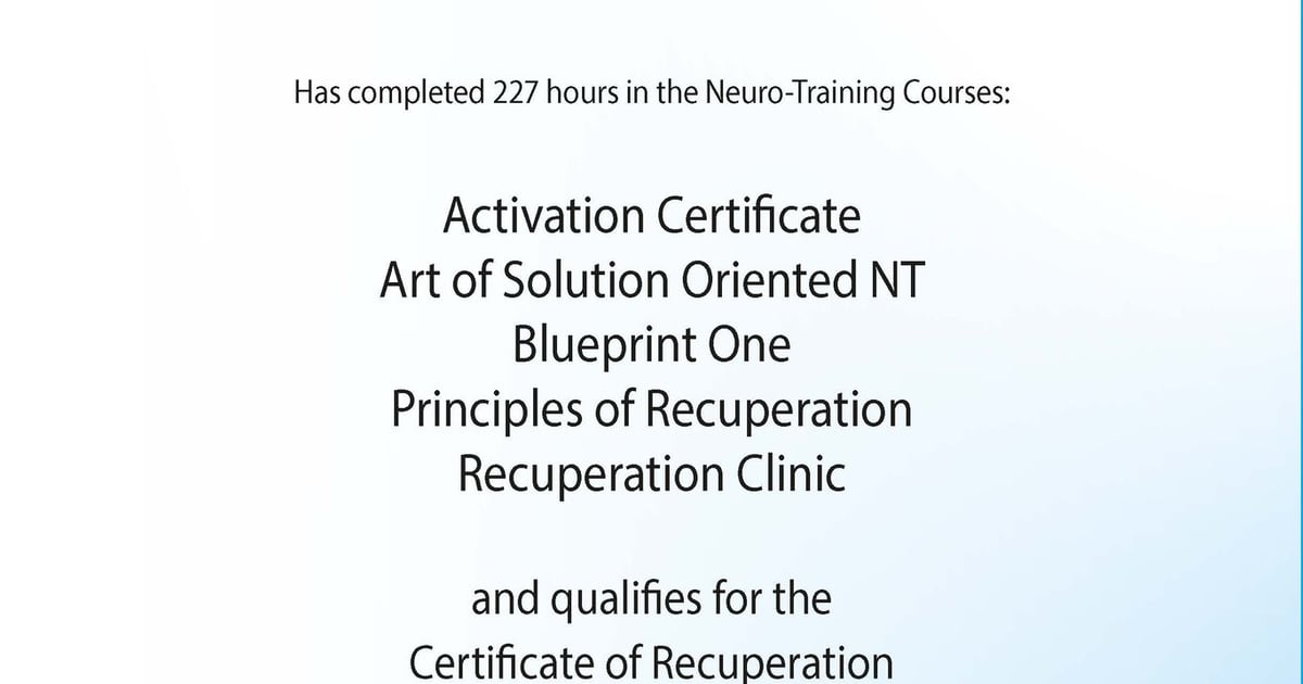 Certificate and Diploma | Neuro-Training-Solutions