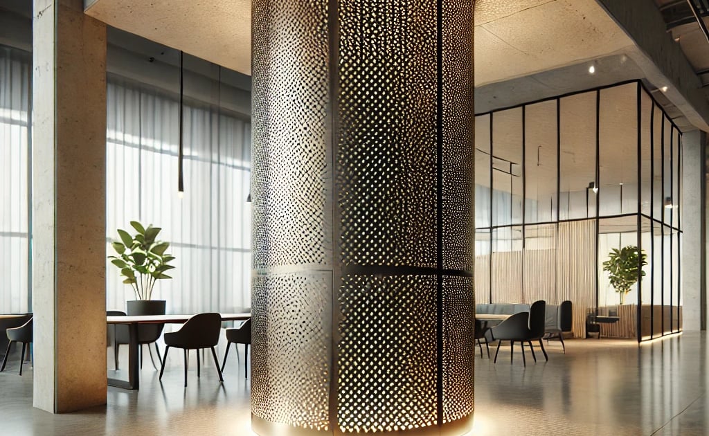 Illuminated & Perforated Column Covers for Spaces | Innovative ...