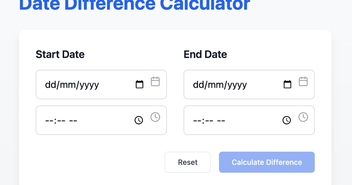 Date difference calculator | Tools website