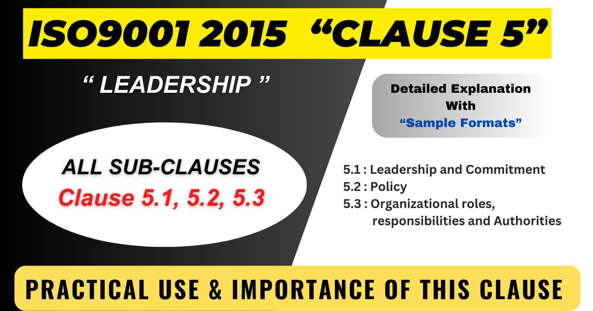ISO 9001 Clause 5. Leadership. Quality Policy. Job Description | ITA ...