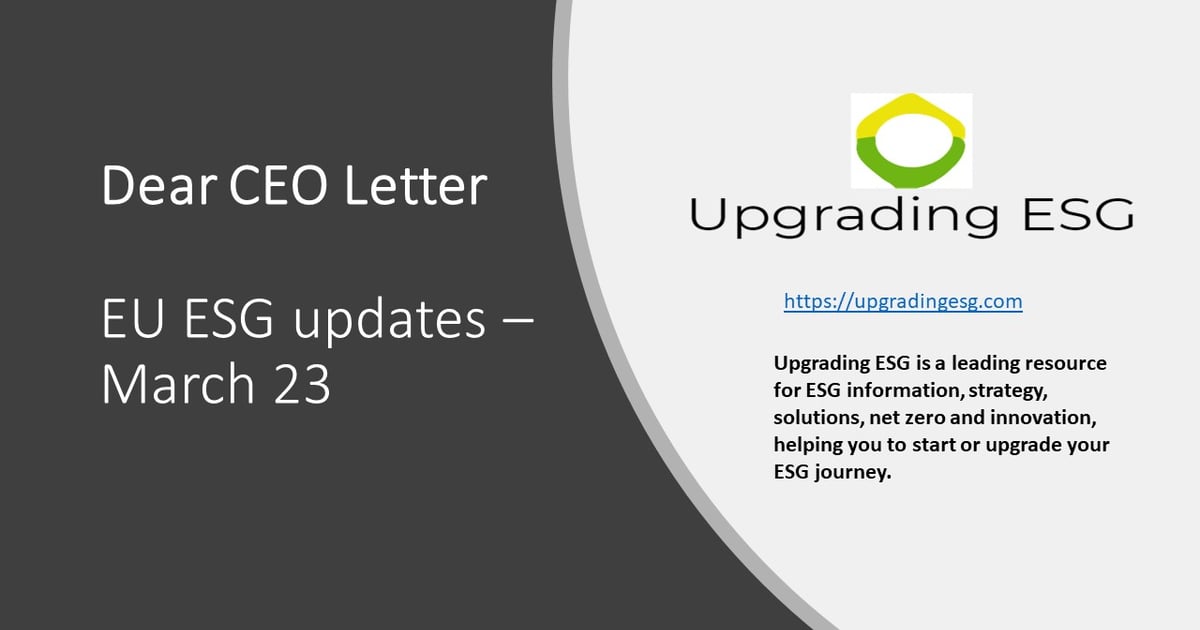 Dear CEO Letter | upgrading ESG