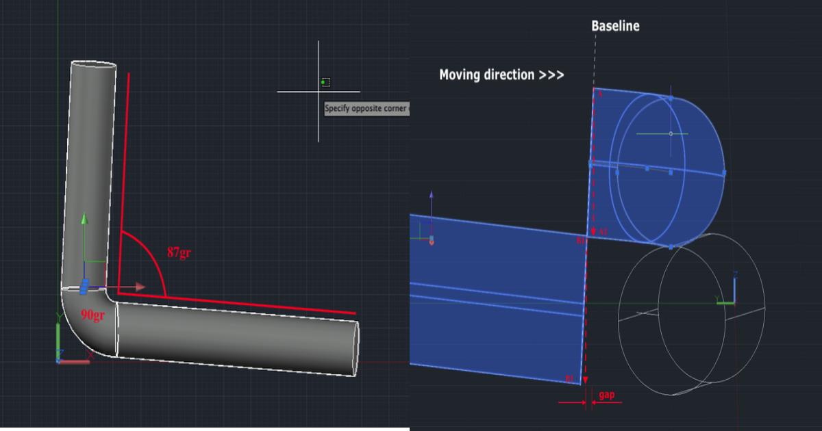 Tie-in point with an elbow into the fixed pipe strings of the pipeline ...