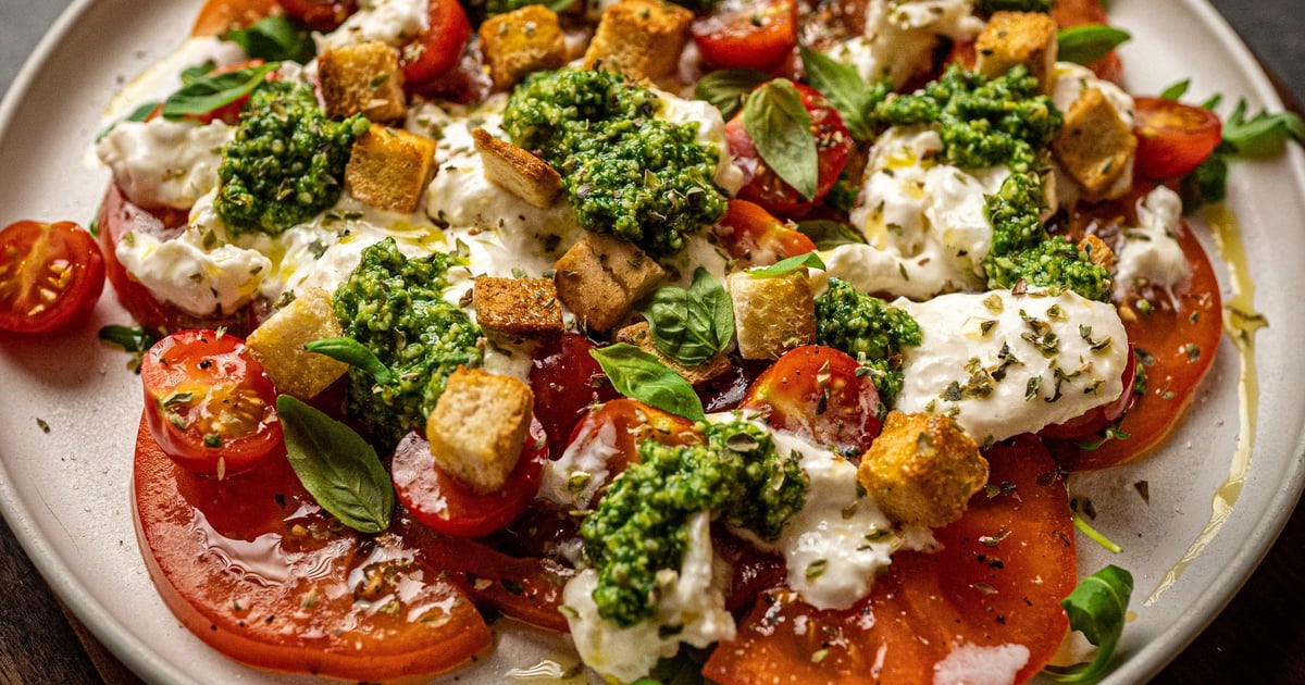 Salada de Burrata e Pesto | Receitas Portuguesas, gastronomia Portuguesa