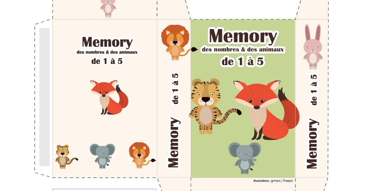 Memory des nombres & des animaux. De 1 à 5. | Petite graine créa