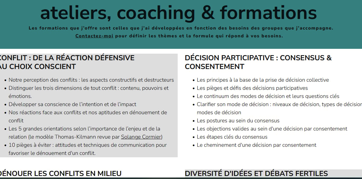 ateliers, coaching et formations | maude facilitation