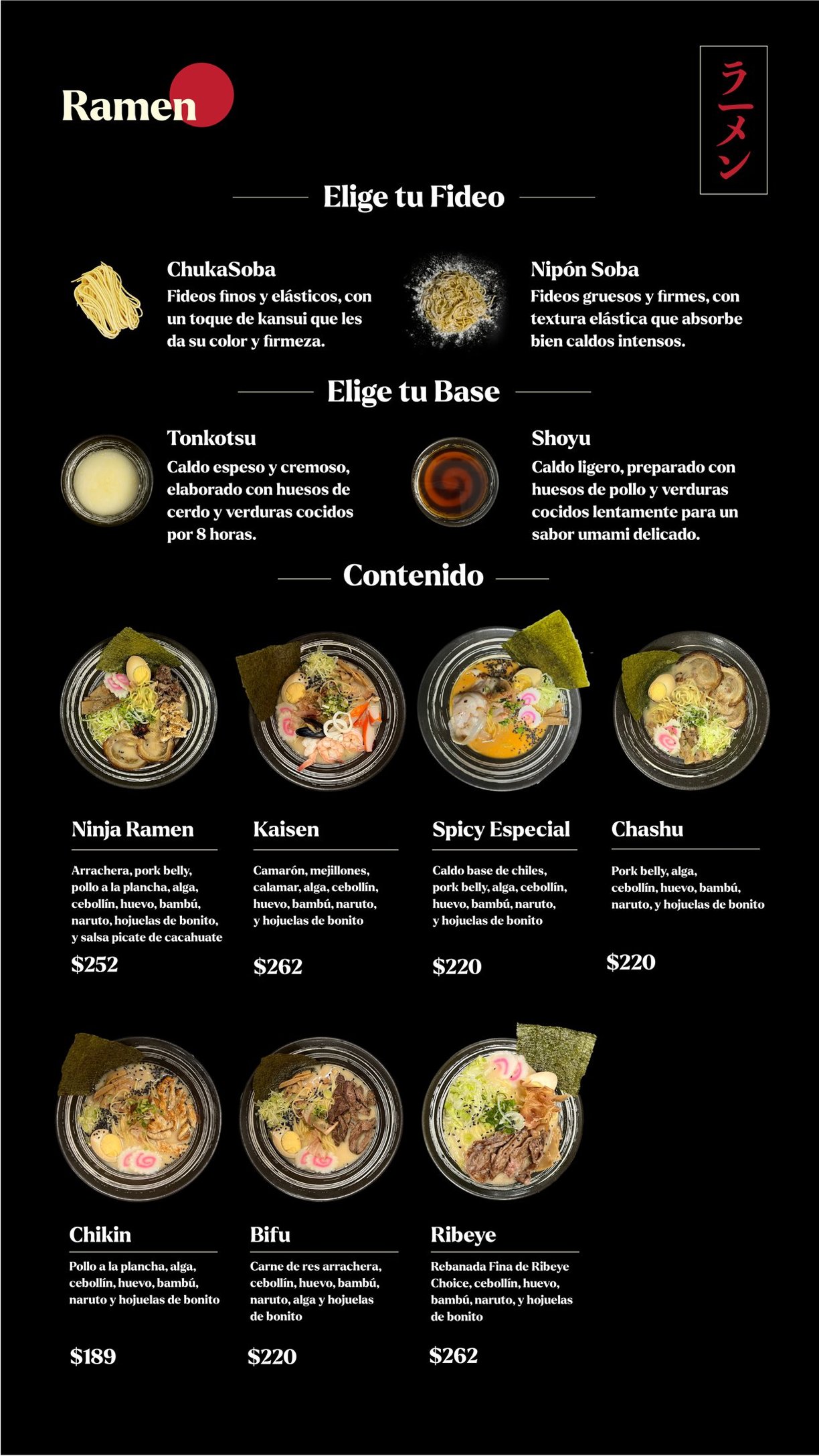 Menu Gomez Morin | Ninja Ramen