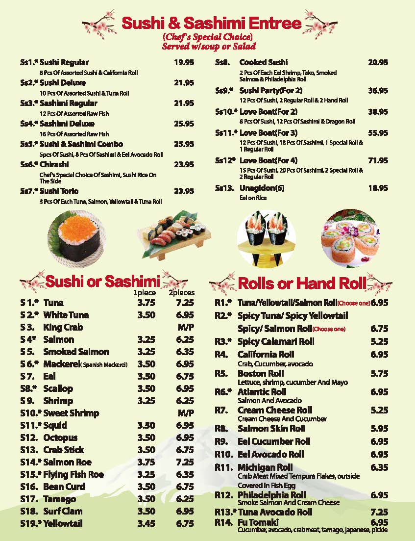 Authentic Asian Cuisine Menu | Sushi Rolls, Sashimi, Salads & More ...