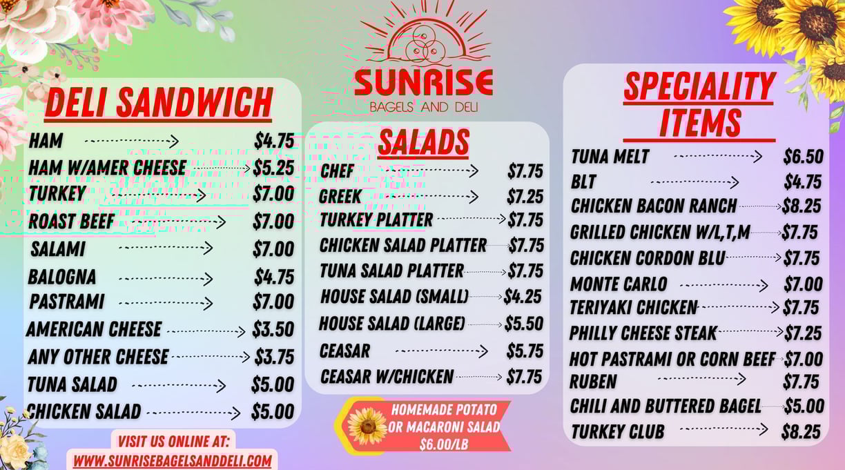 Home [sunrisebagelsanddeli.com]