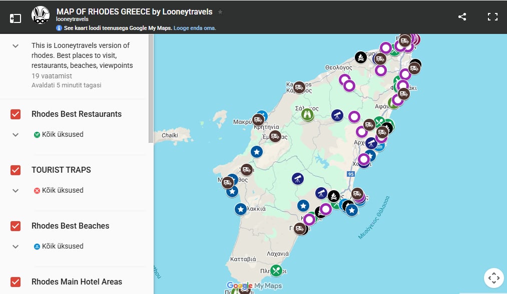 Map of Rhodes – Local Island Map with Beaches, Routes & Hidden Gems ...