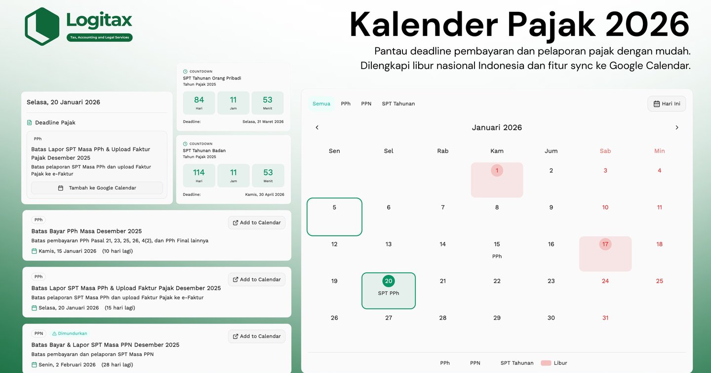 Kalender Pajak Indonesia 2026 Lengkap - Logitax | Logitax.id | Tax ...