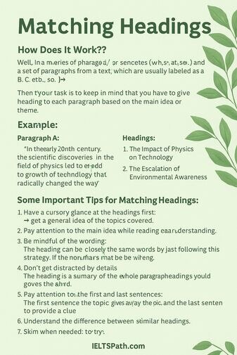 IELTS Reading: How to Solve Matching Headings Questions + Practice Quiz ...