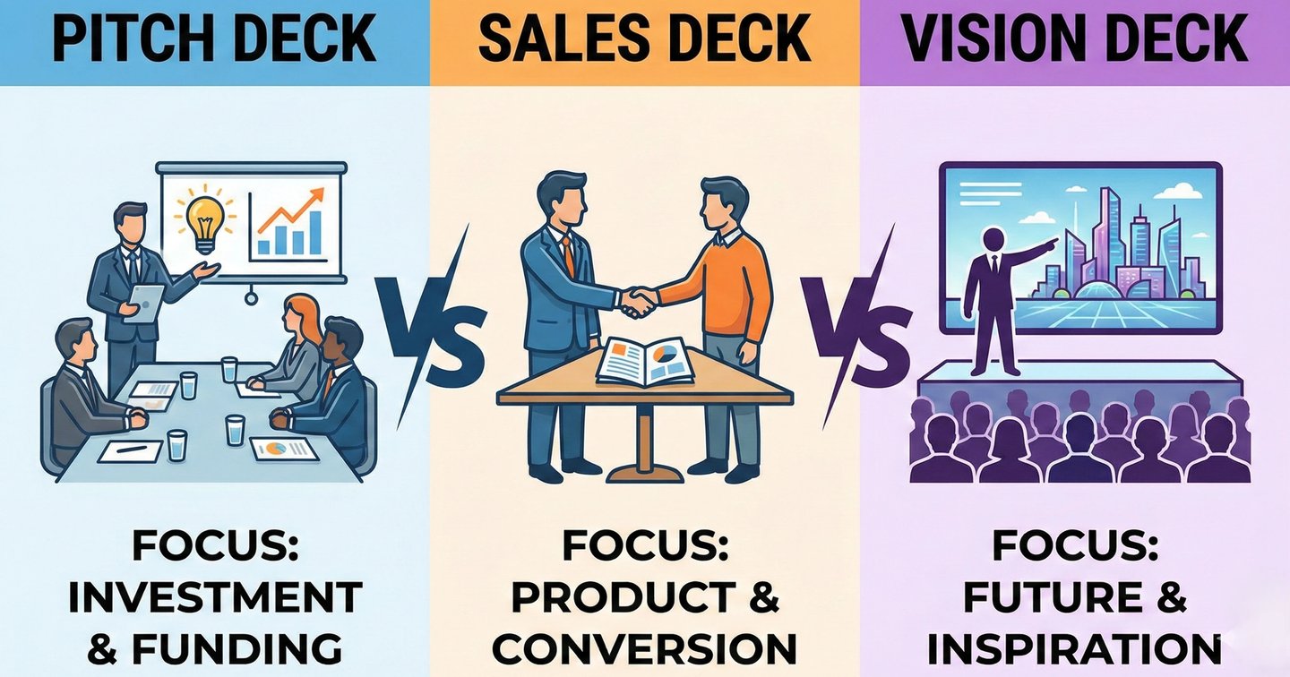 The Difference Between a Pitch Deck, Sales Deck & Vision Deck | Funding ...