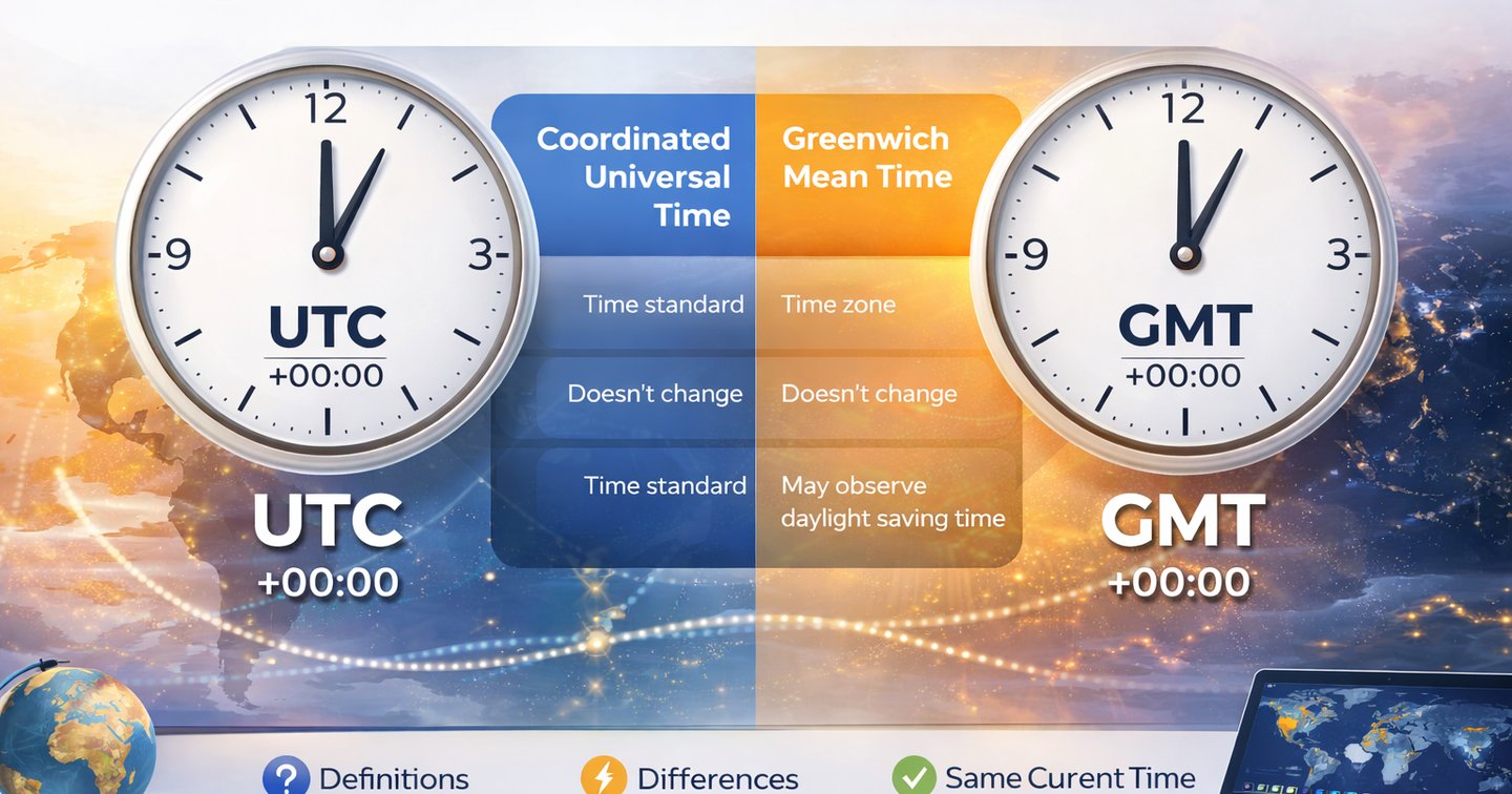 UTC vs GMT: What’s the Difference? (Simple 2026 Guide) | TimeNowOnline