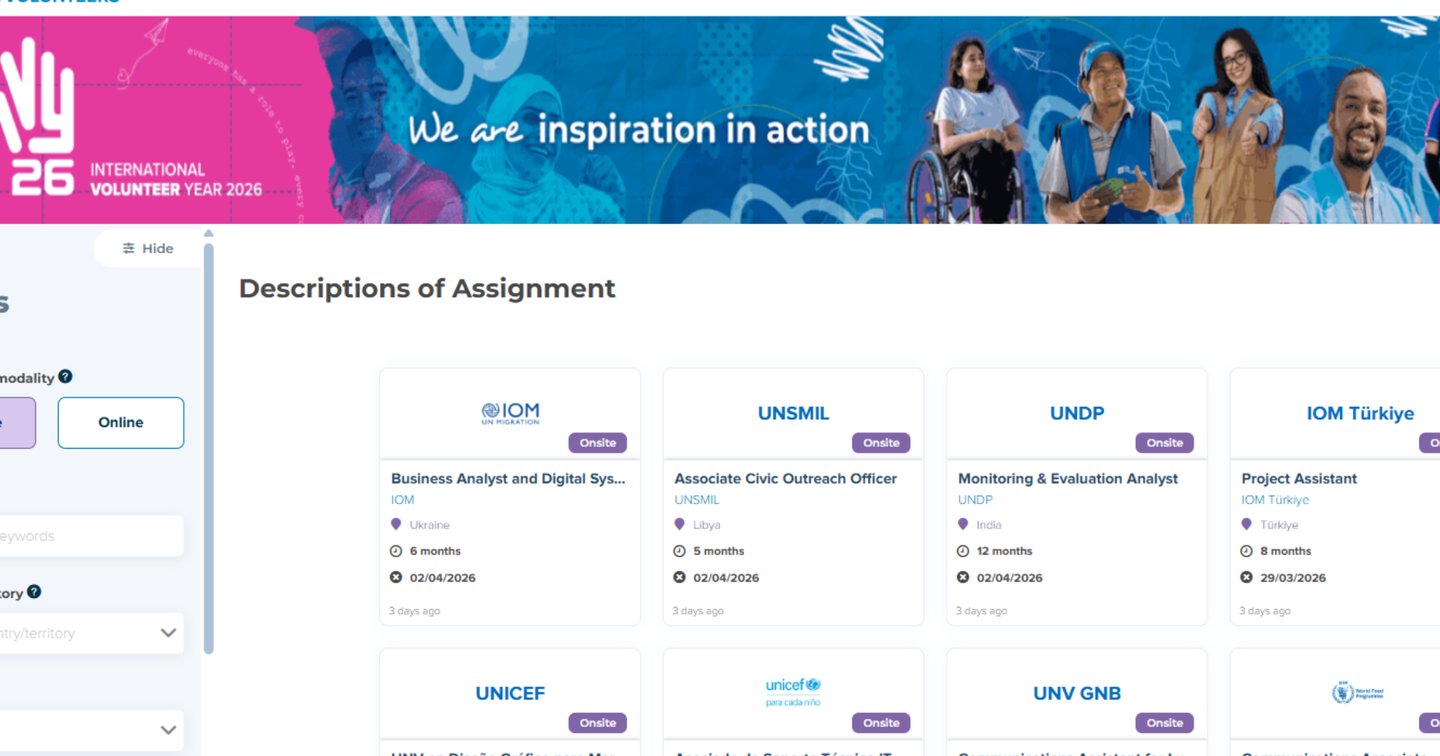 United Nations Volunteer Opportunities 2026 (UNV) | Apply for Onsite ...