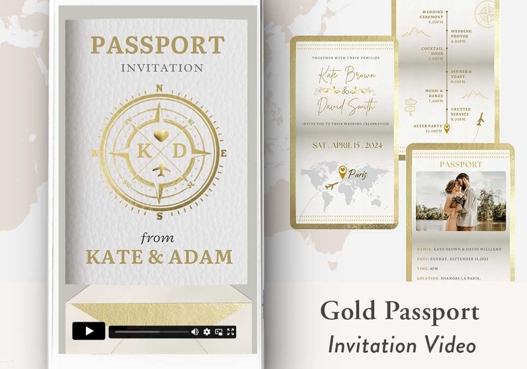 Passport Wedding Invitation Video | Passport Invitation Template | Sweet Invite Studio