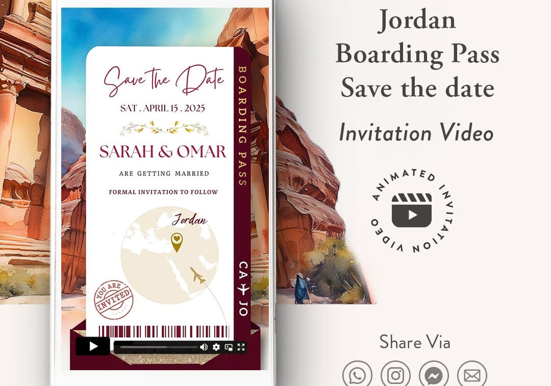 Jordan Wedding Invitation Video - Animated Save the Date wedding ...