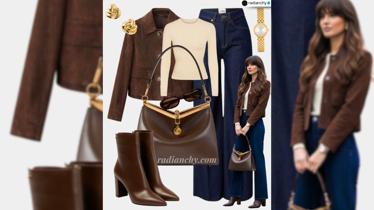 Old Money 2000s: A Powerful Woman Outfit with Dark Denim & Rich Brown ...