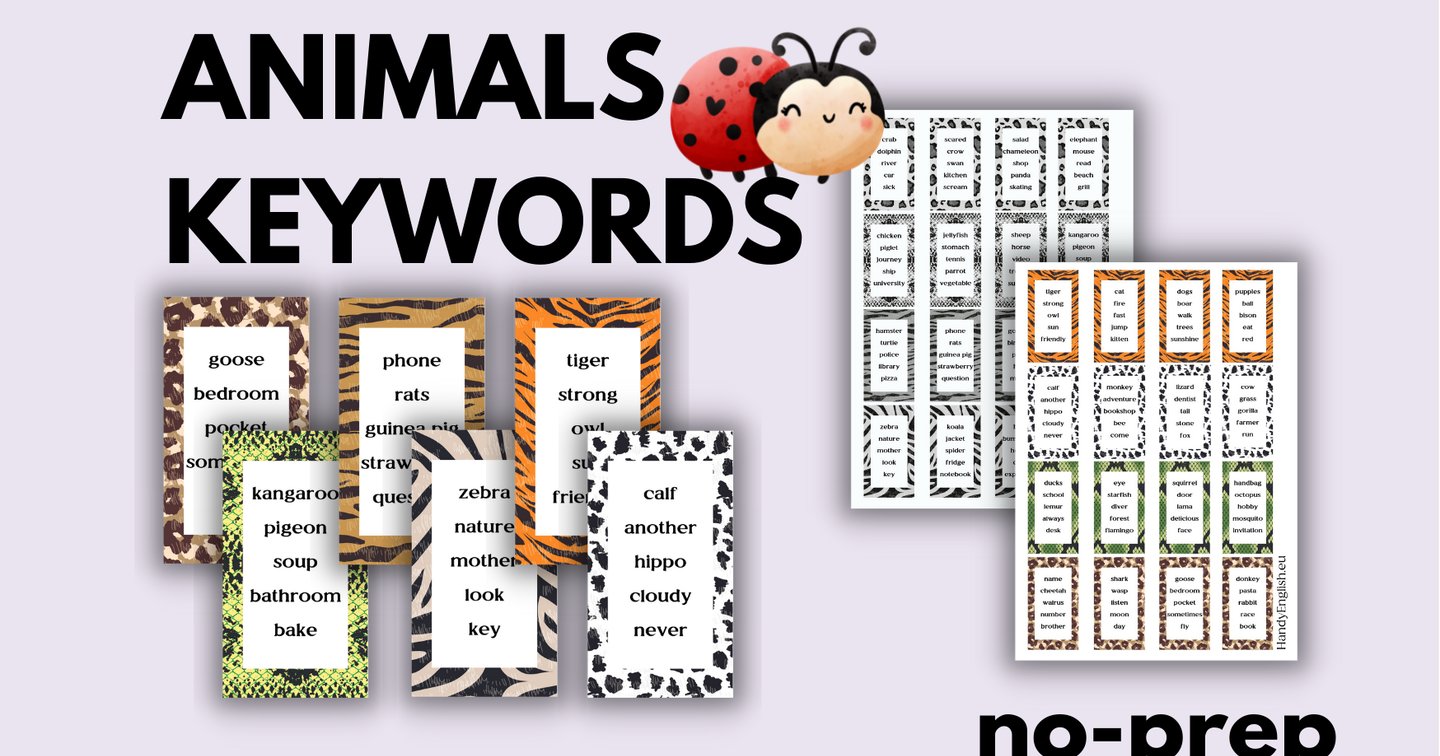 [PDF/PNG] Keywords: Animals | Handy English - ESL lesson plans and ...